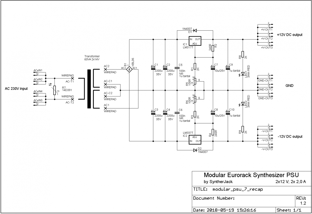 Modular synth power supply - SyntherJack