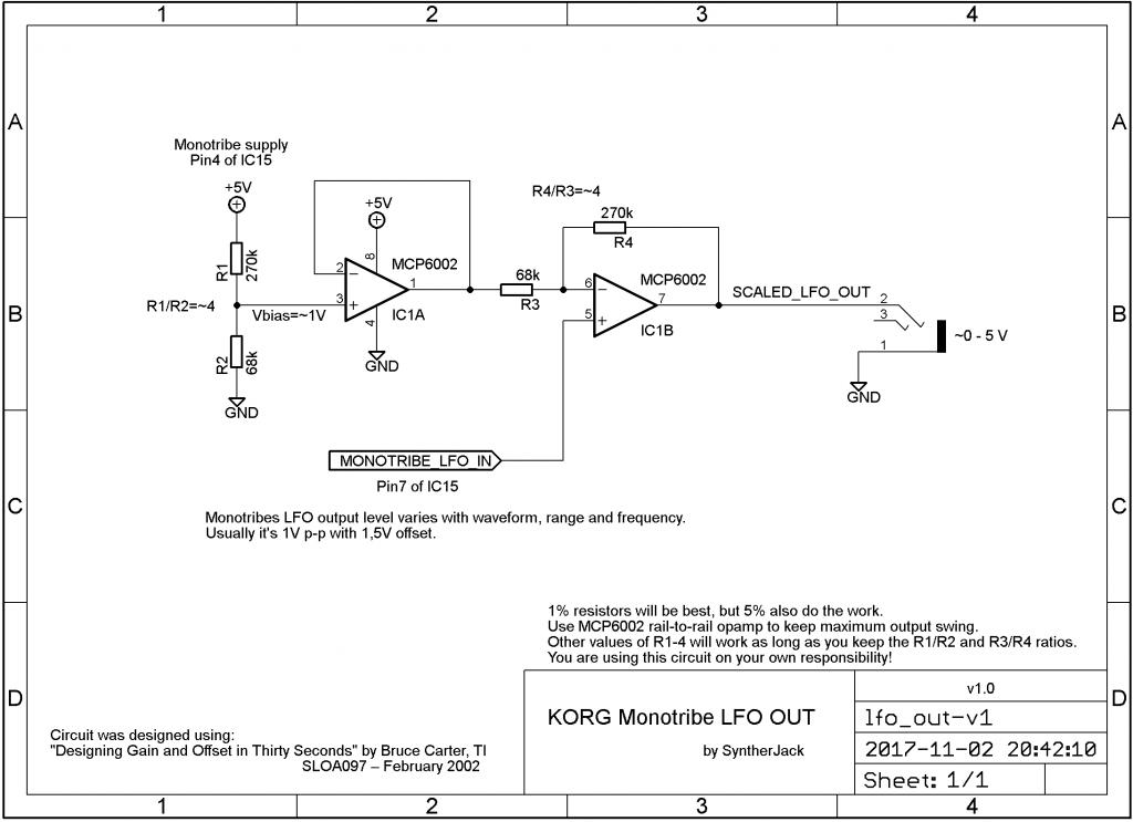 Korg Monotribe LFO output - SyntherJack