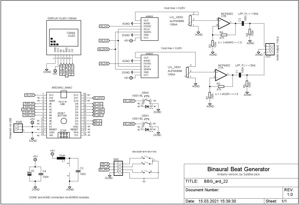 Binaural Beat Generator 1.5 (Arduino) - SyntherJack
